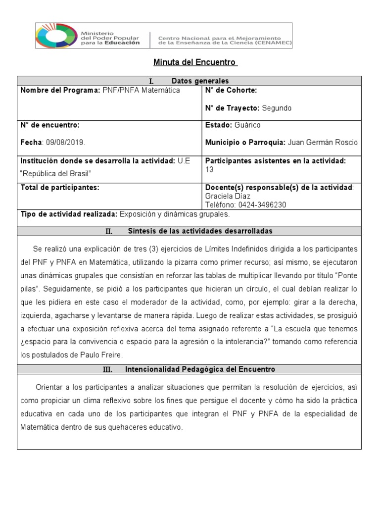 Minuta La Escuela Que Tenemos | PDF | Aprendizaje | Salón de clases