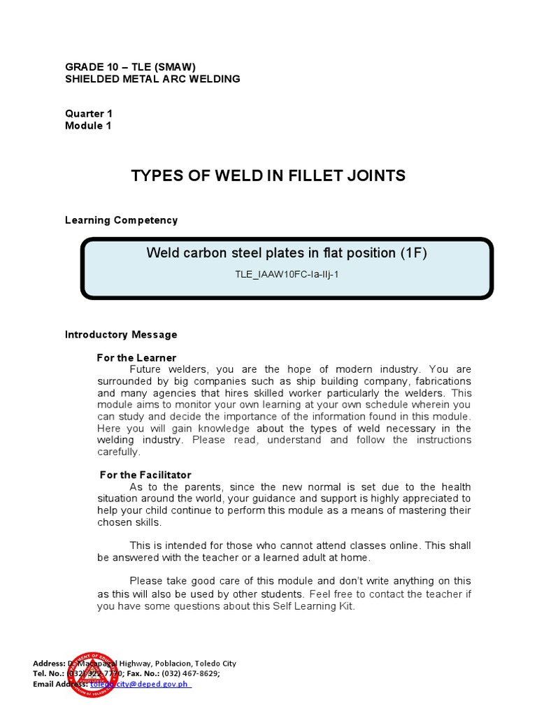 Types of Weld in Fillet Joints: Weld Carbon Steel Plates in Flat ...