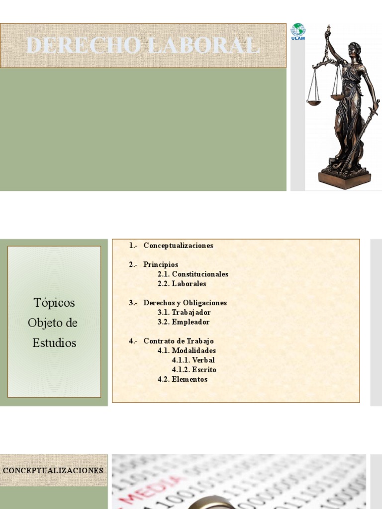 Derecho Laboral, Diapositivas Generalidades | PDF | Derecho laboral | Salario