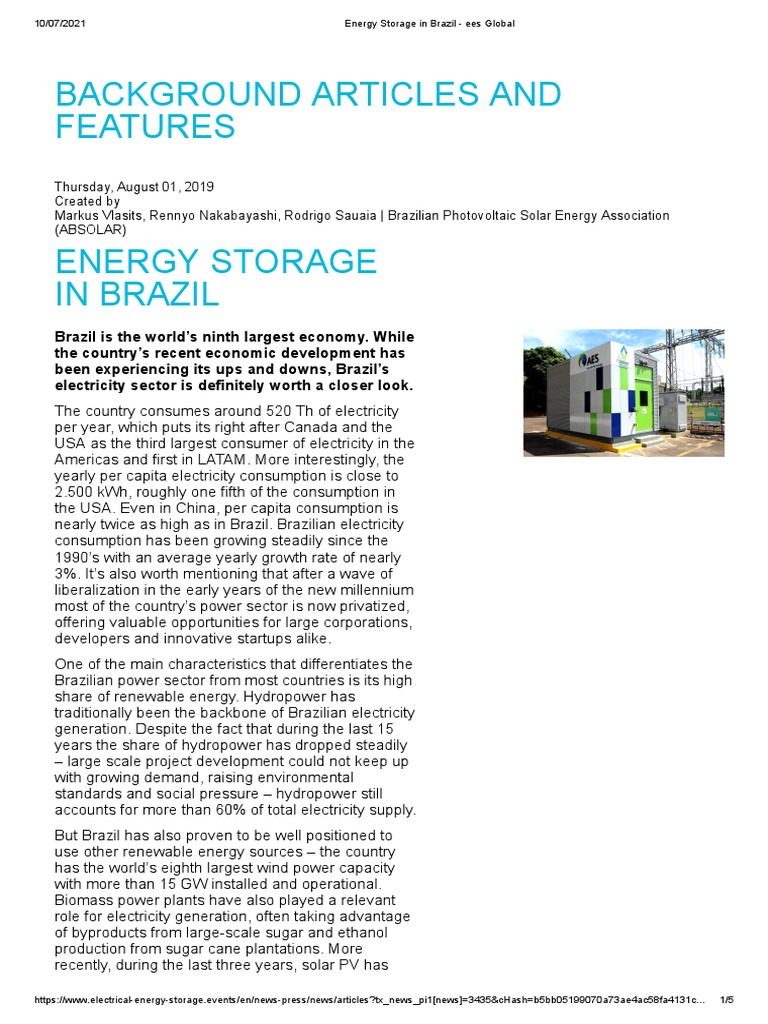 Brazil's Energy Storage Market Overview | PDF | Renewable Energy ...