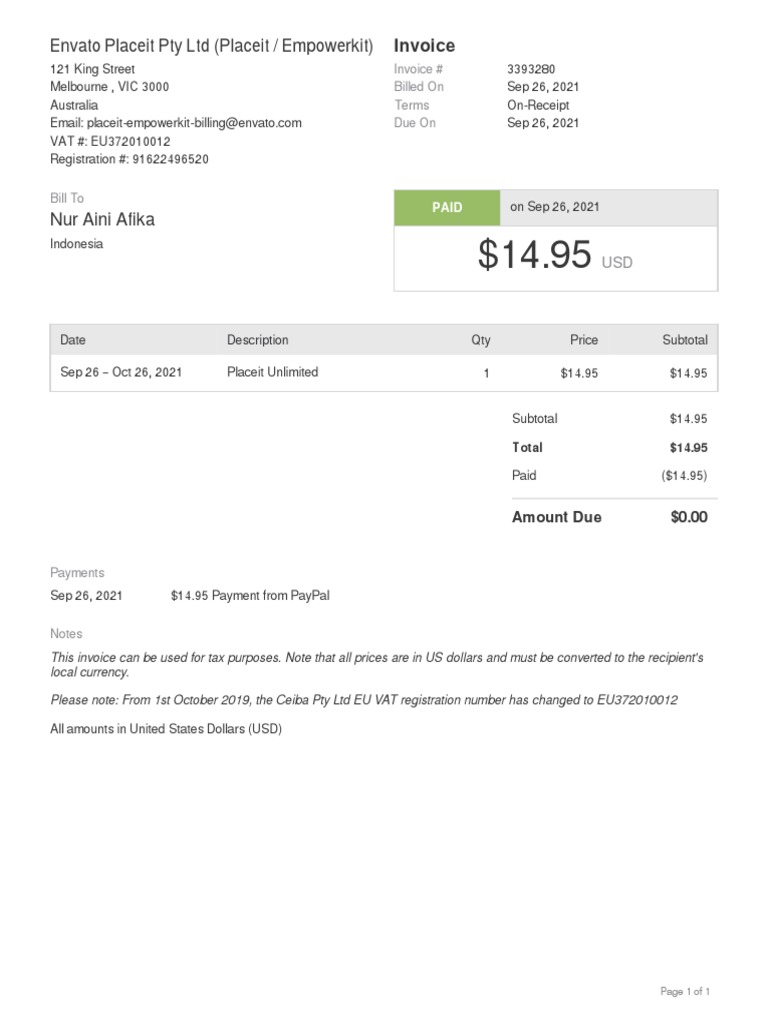 Placeit Invoice 3393280 | PDF