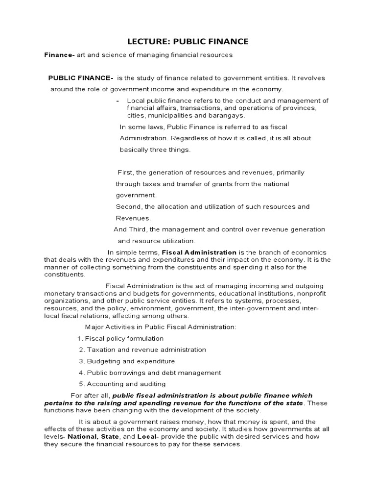 Understanding the Fundamentals of Public Finance: An In-Depth ...