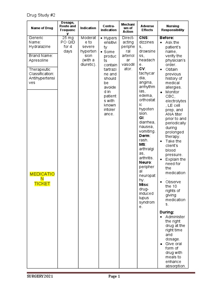 Drug Study 2 | PDF | Health Care | Medical Specialties