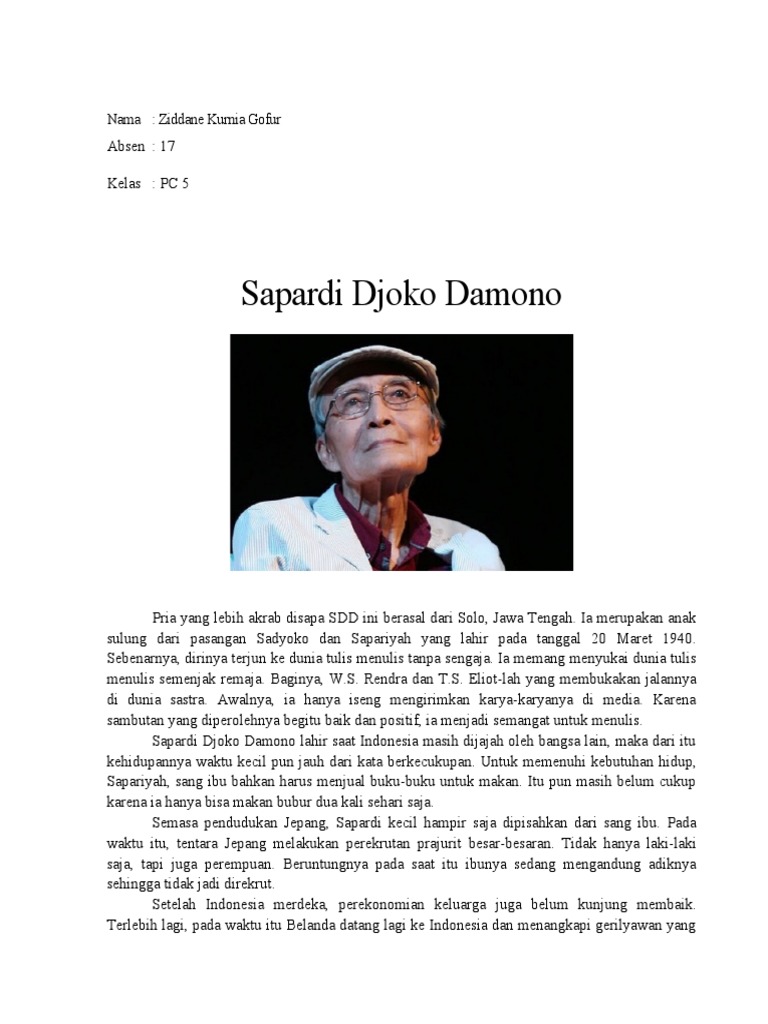Biografi Singkat Sapardi Djoko Damono | PDF