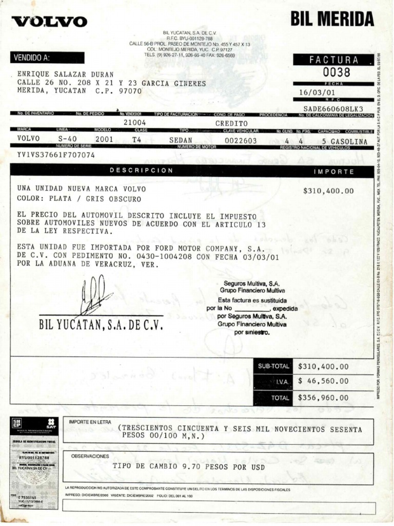 Factura Volvo | PDF
