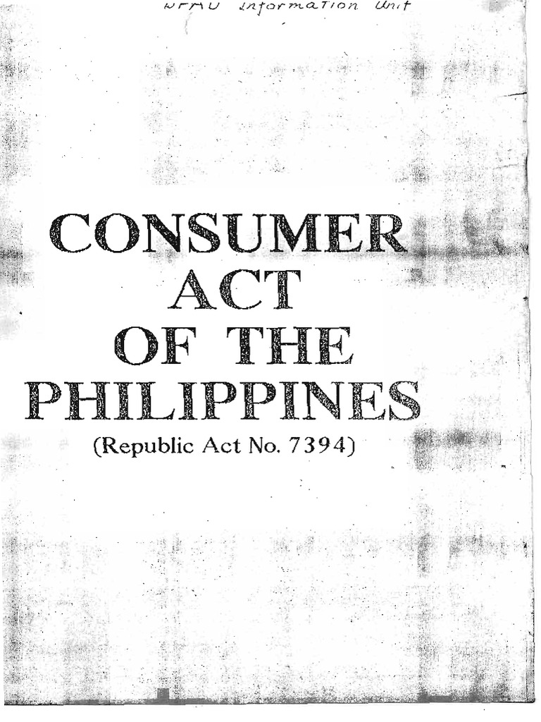 7394 - The Consumer Act of The Philippines. | PDF