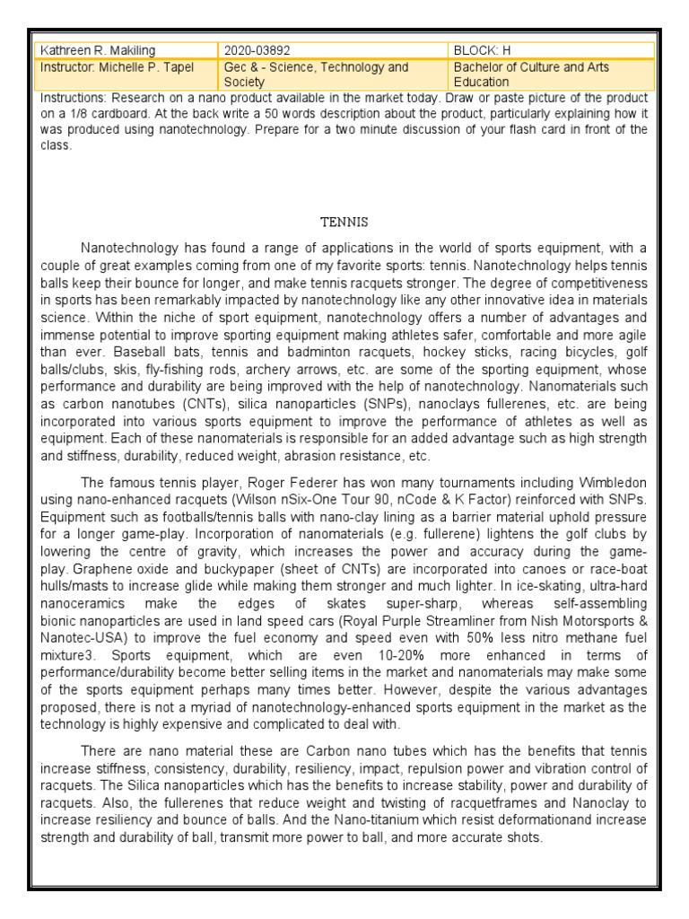 Nanotechnology in Sports Equipment: A Focus on Tennis Racquets and ...
