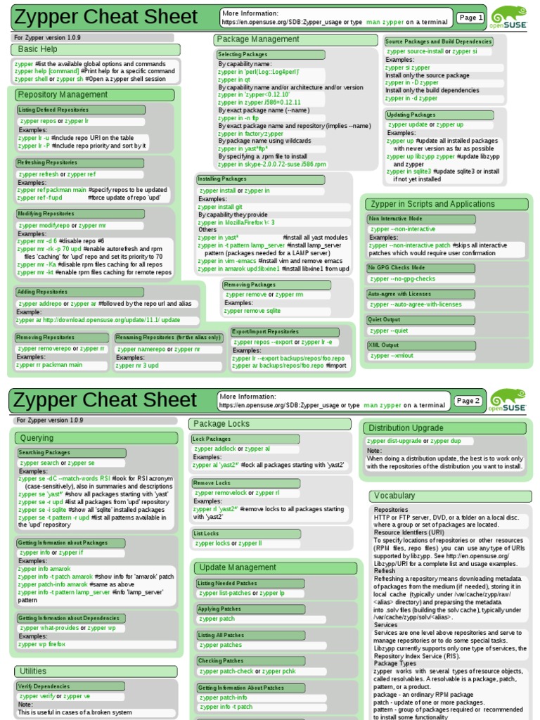 Package Management Basic Help: Zypper NR 3 Upd | PDF | Software ...