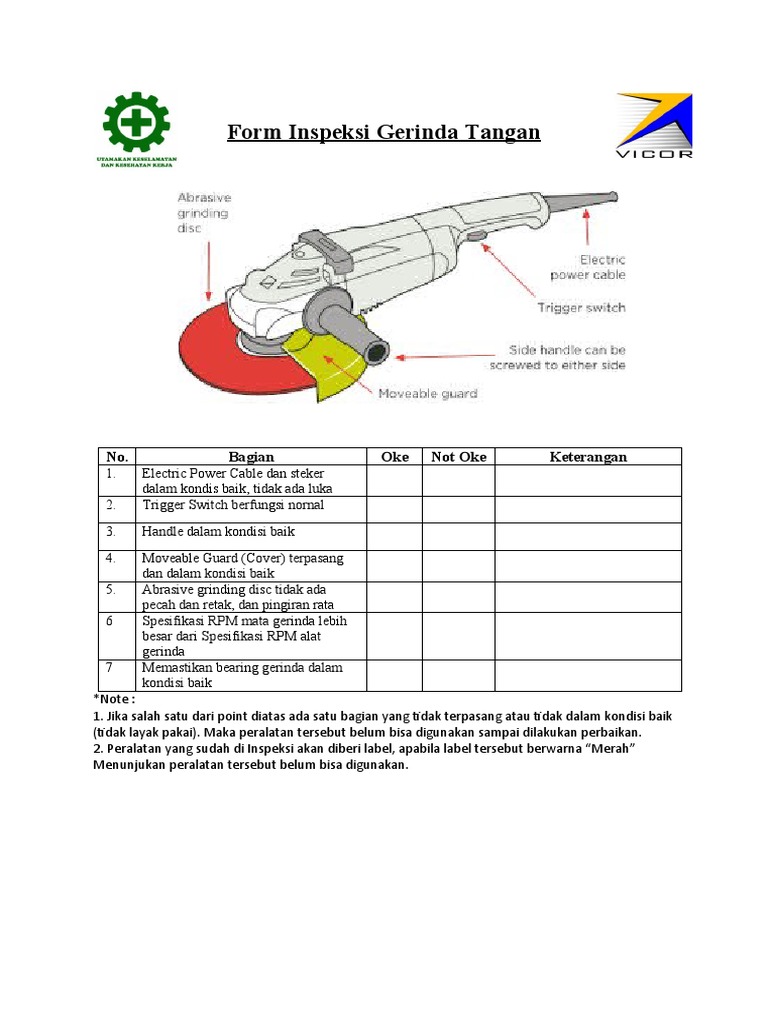 Form Inspeksi Gerinda Tangan | PDF