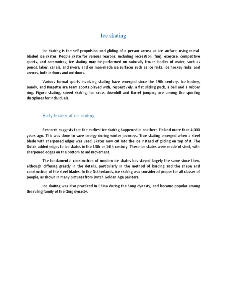 History of Ice Skating Origins | PDF | Social Science | Travel