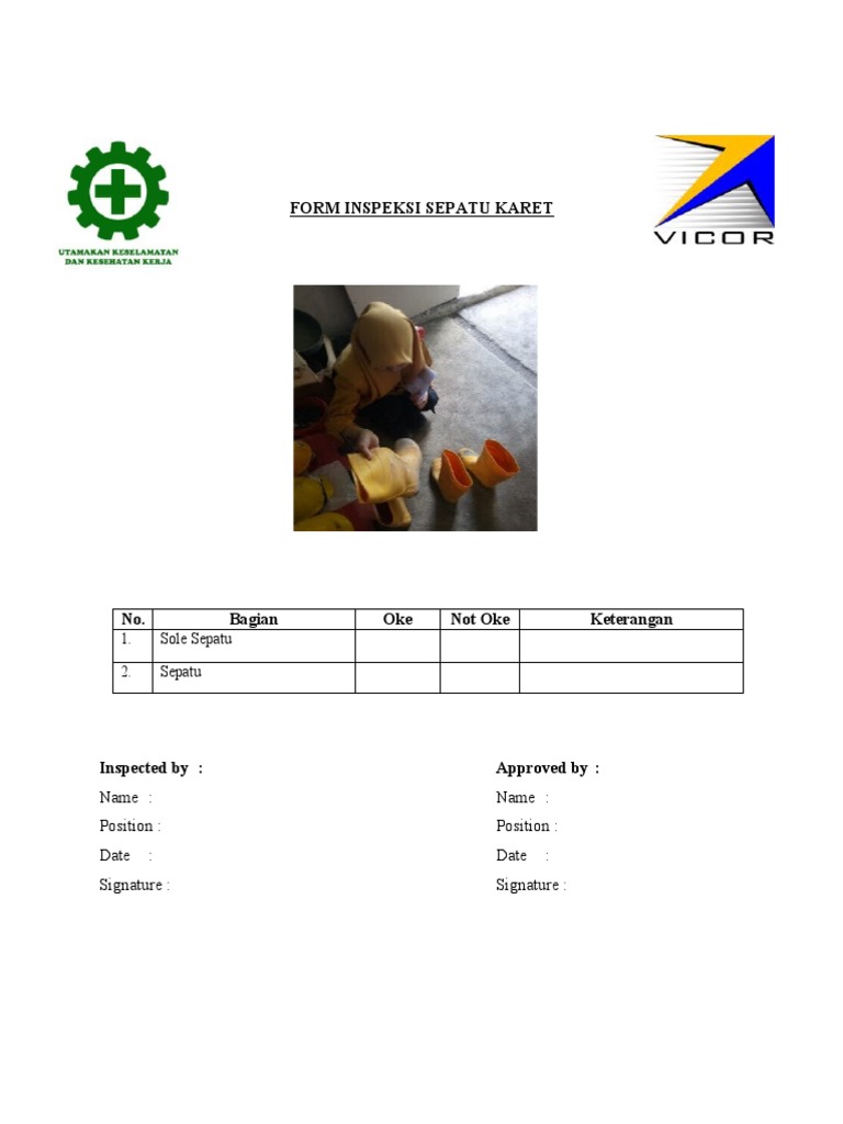 Form Inspeksi Sepatu Karet | PDF