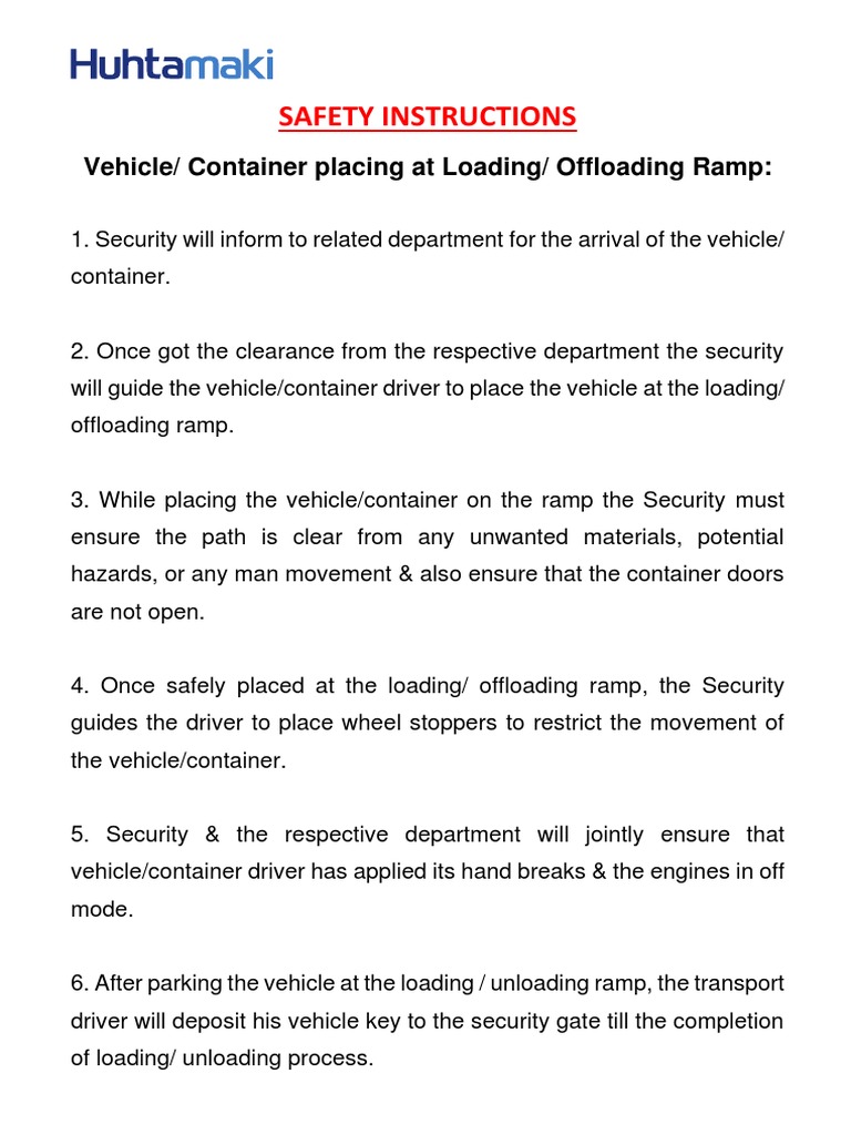 Parking Procedures for Loading Ramp | PDF