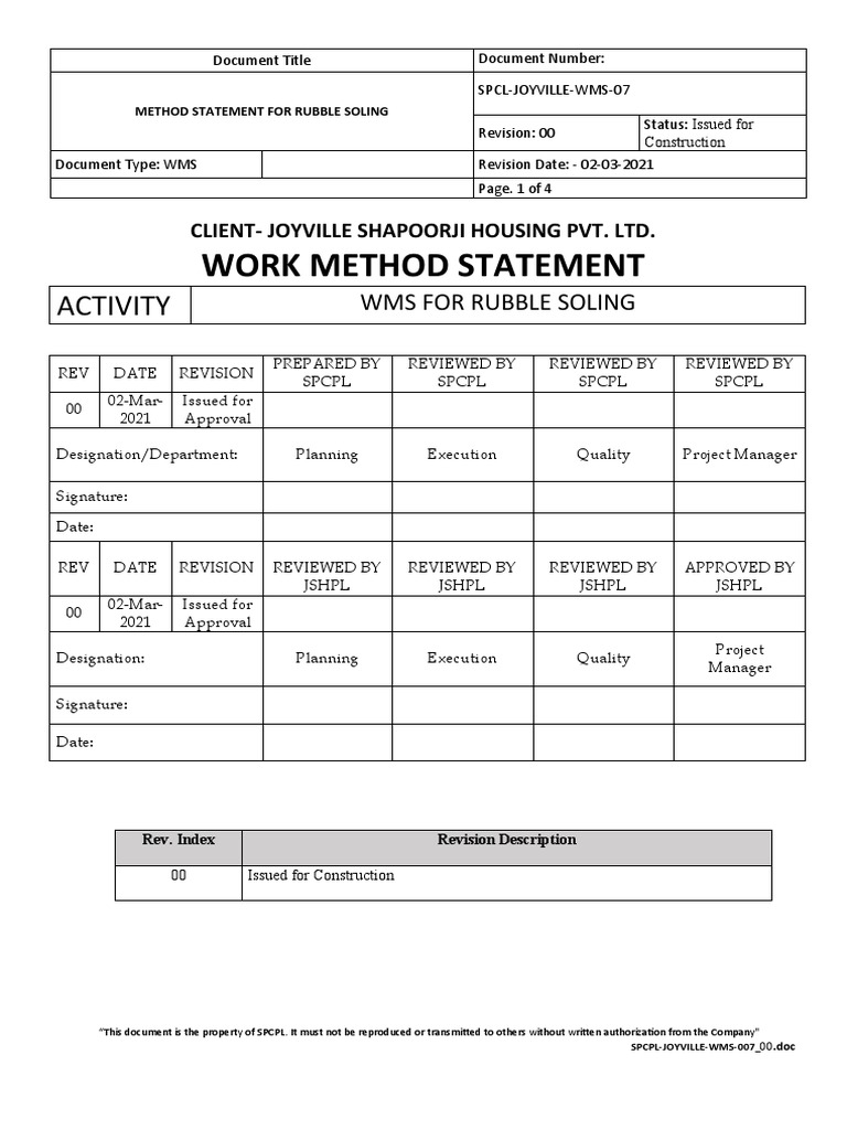 7.WMS For Rubble Soling | PDF | Occupational Safety And Health