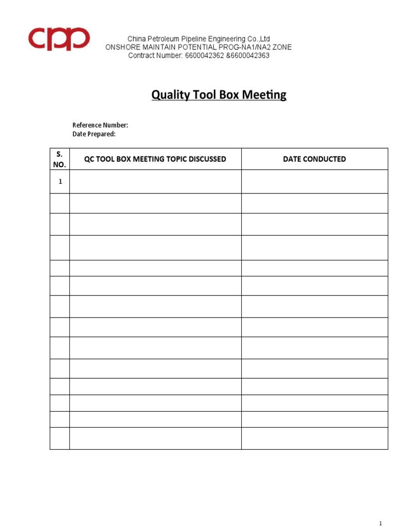 Quality Tool Box Template | PDF