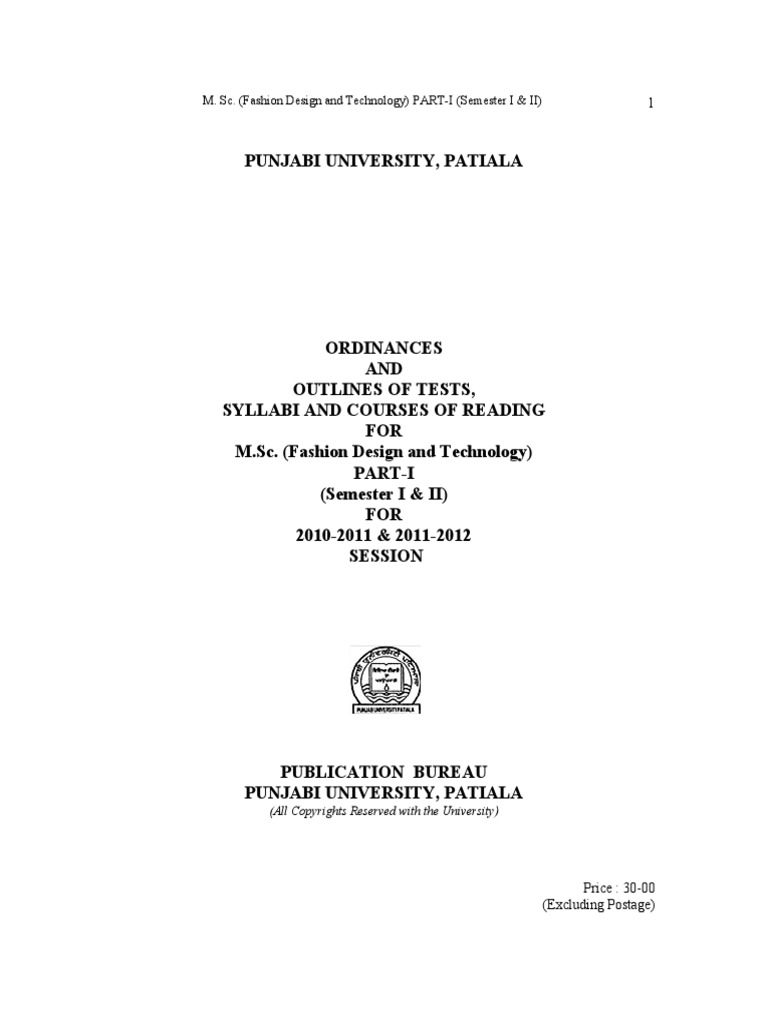 M.Sc. (Fashion Design & Technology Part-I (Sem I & II) | PDF | Textiles | Dyeing