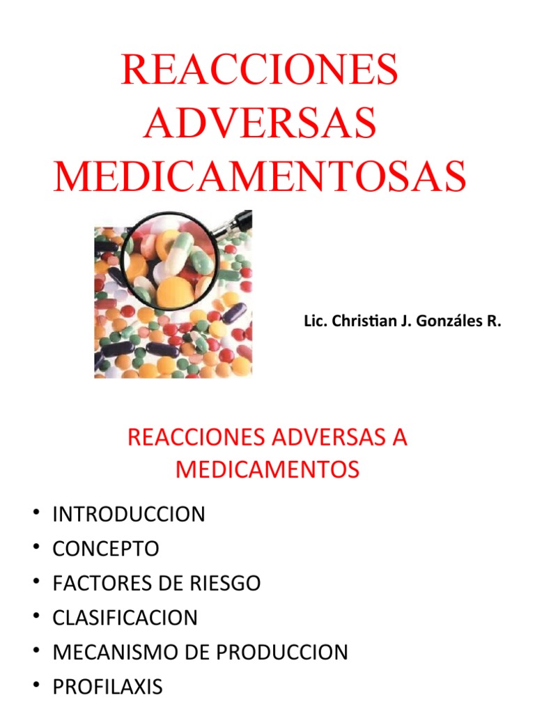 Reacciones Adversas A Medicamentos | PDF | Medicamentos con receta | Farmacocinética