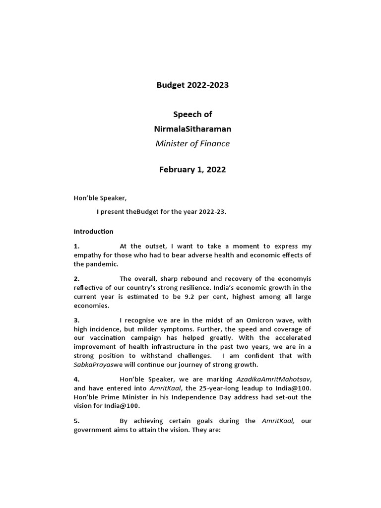 Budget Speech | PDF | Infrastructure | Economies