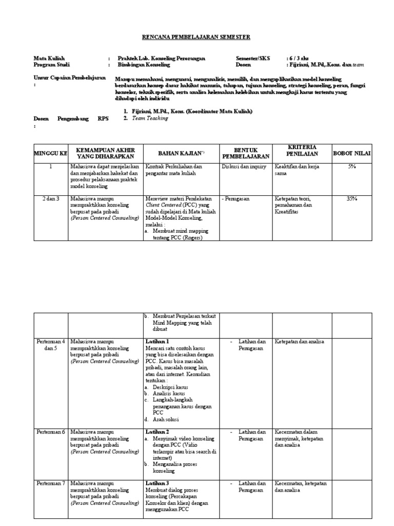 Rencana Pembelajaran Konseling Perorangan | PDF