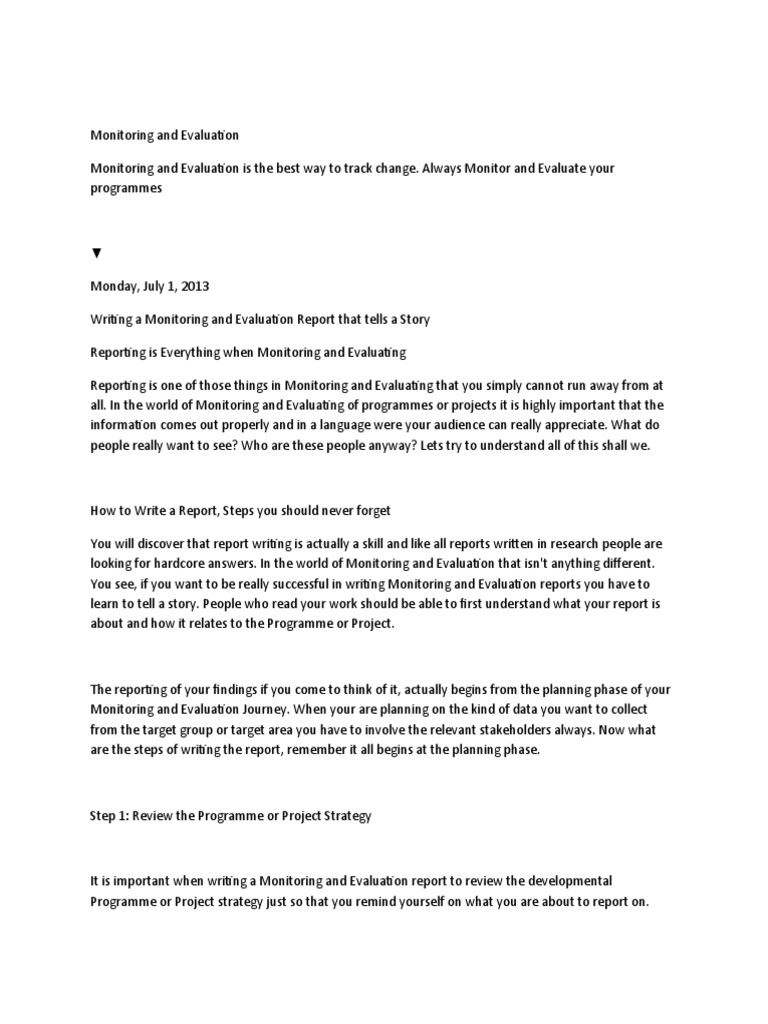 Writing Effective M&E Reports | PDF | Evaluation | Monitoring And ...