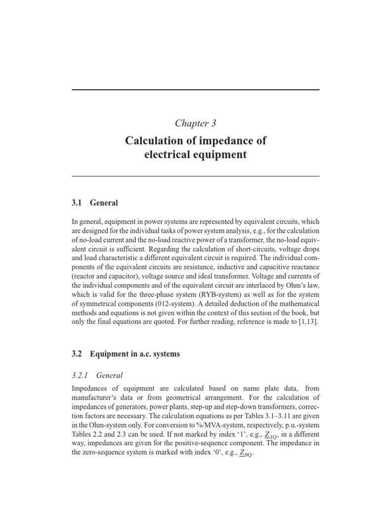 Impedance Calculations for Electrical Equipment | PDF | Electrical ...