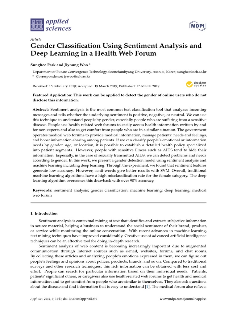 Applied Sciences: Gender Classification Using Sentiment Analysis and ...