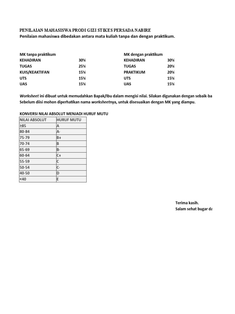 Nilai Khs Semester 1 Stikes Mata Kuliah Pancasila Kelas Ci Dan c2 | PDF