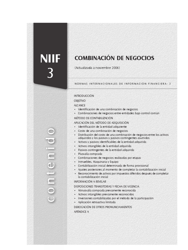 Niif 3 | PDF | normas internacionales de INFORMACION FINANCIERA ...