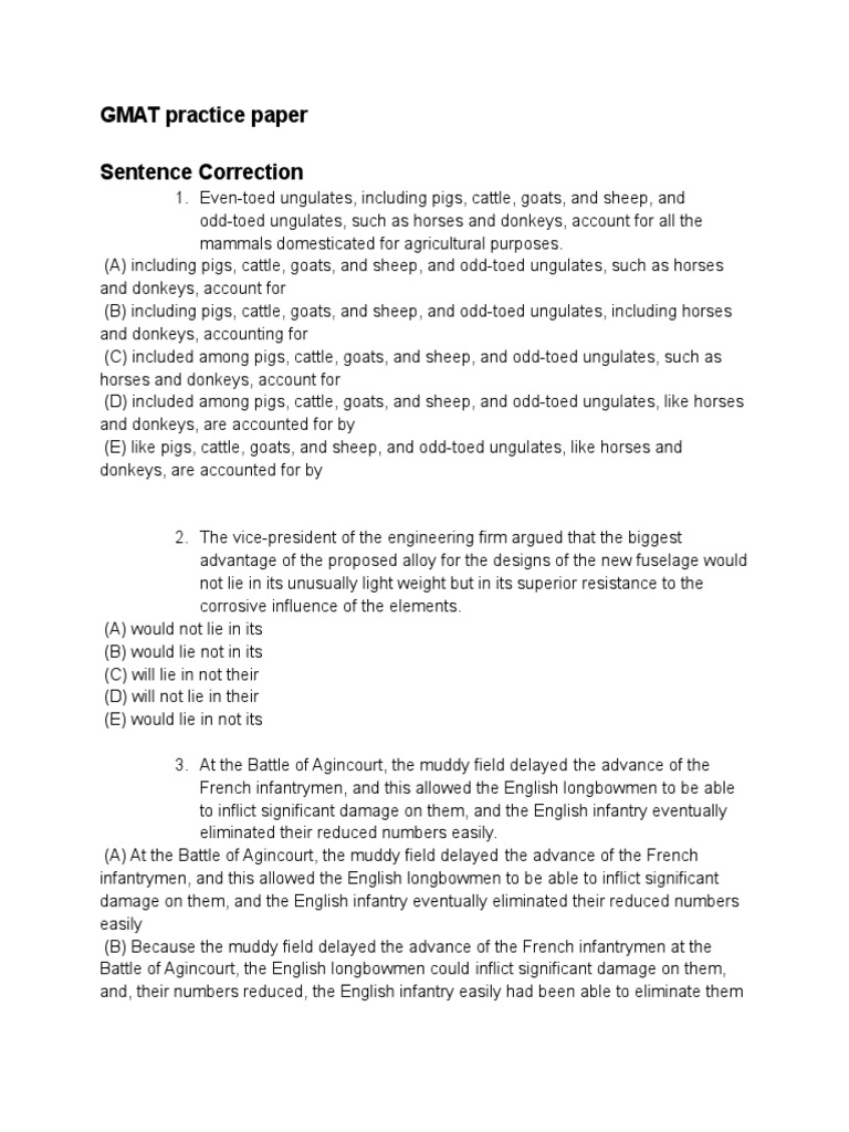 GMAT Practice Paper Sentence Correction | PDF | Pharmaceutical Industry ...