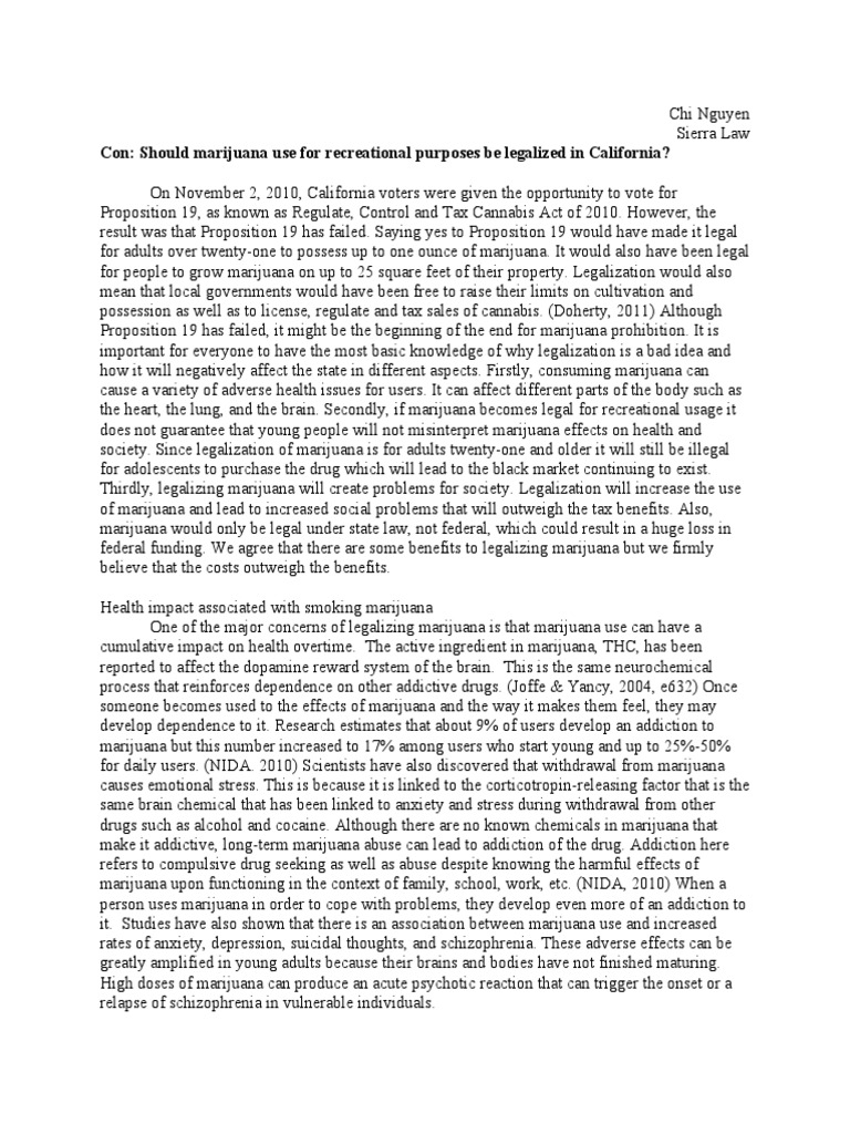 Marijuana - Con Legalization (Debate) | PDF | Cannabis (Drug) | Tobacco ...