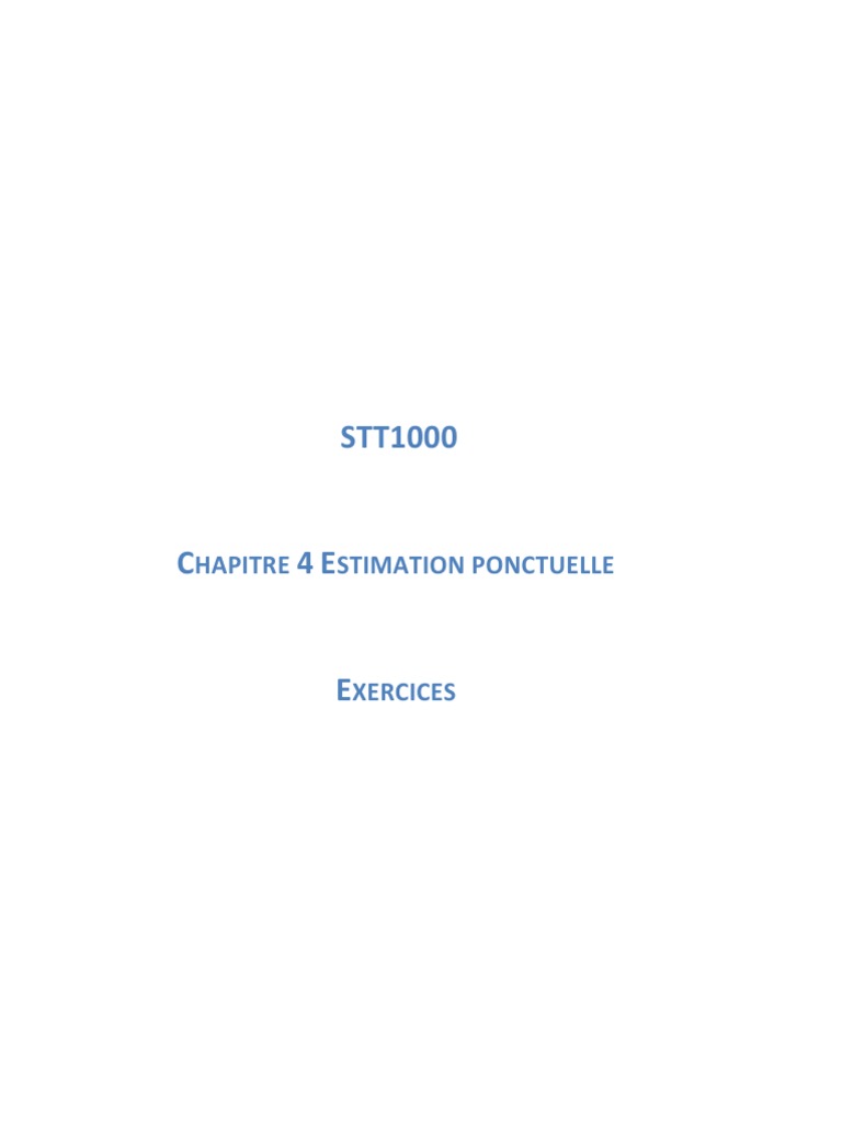Estimation Ponctuelle : Exercices et Solutions | PDF | Estimateur (statistique) | Variance ...