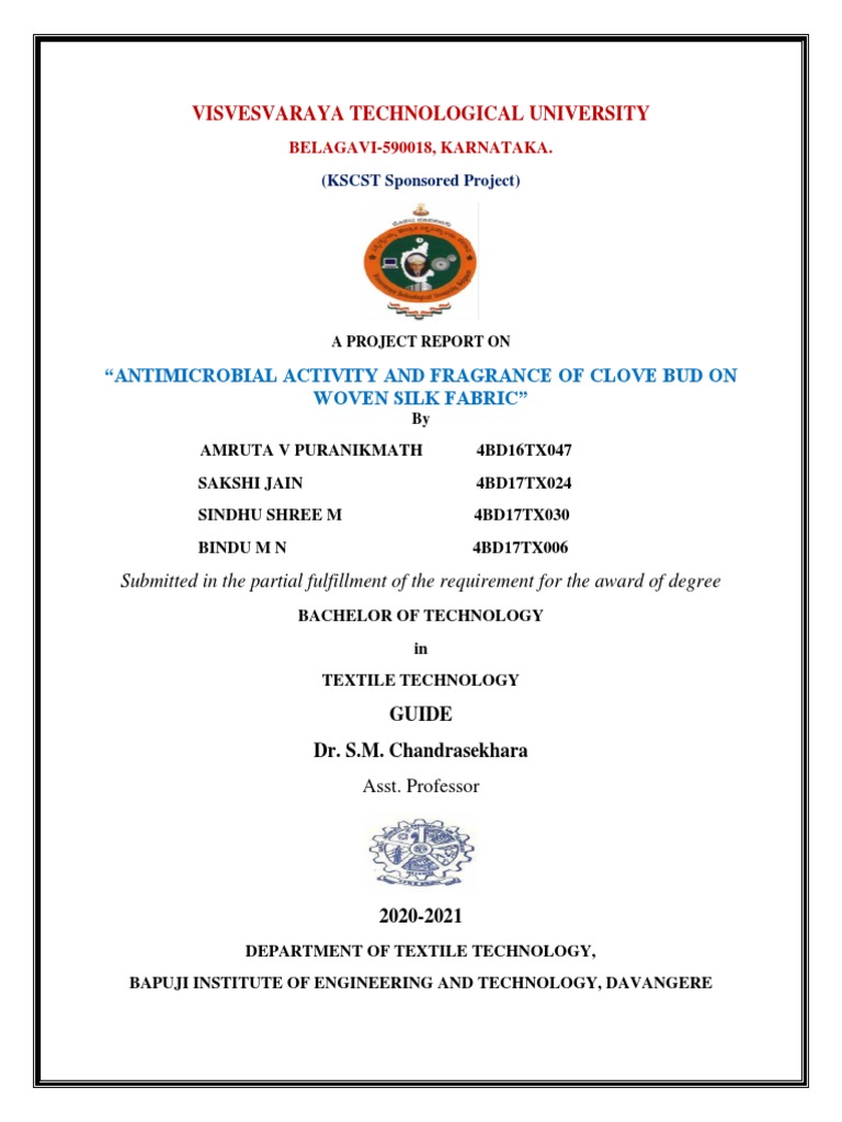 Textile Project Report | PDF | Silk | Antimicrobial