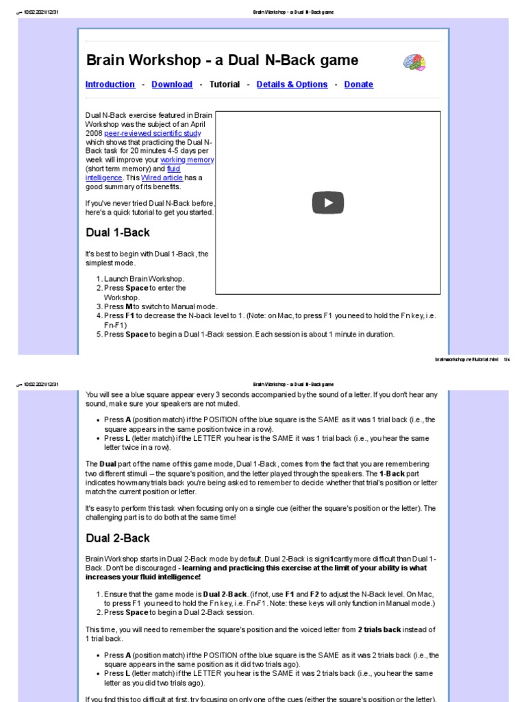Dual N-Back Game Tutorial Guide | PDF | Stress (Biology) | Sleep