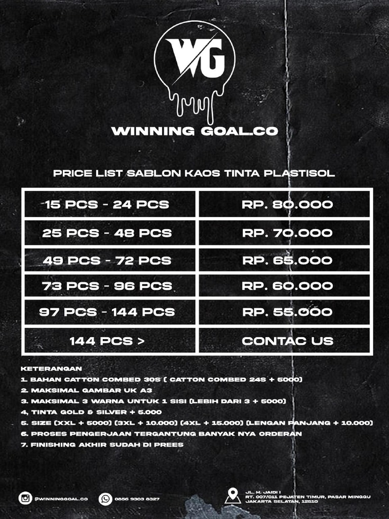 Price List Sablon | PDF