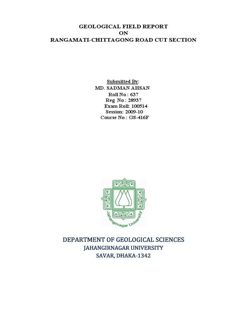 A Geological Field Report On Rangamati-C | PDF | Sedimentary Rock ...
