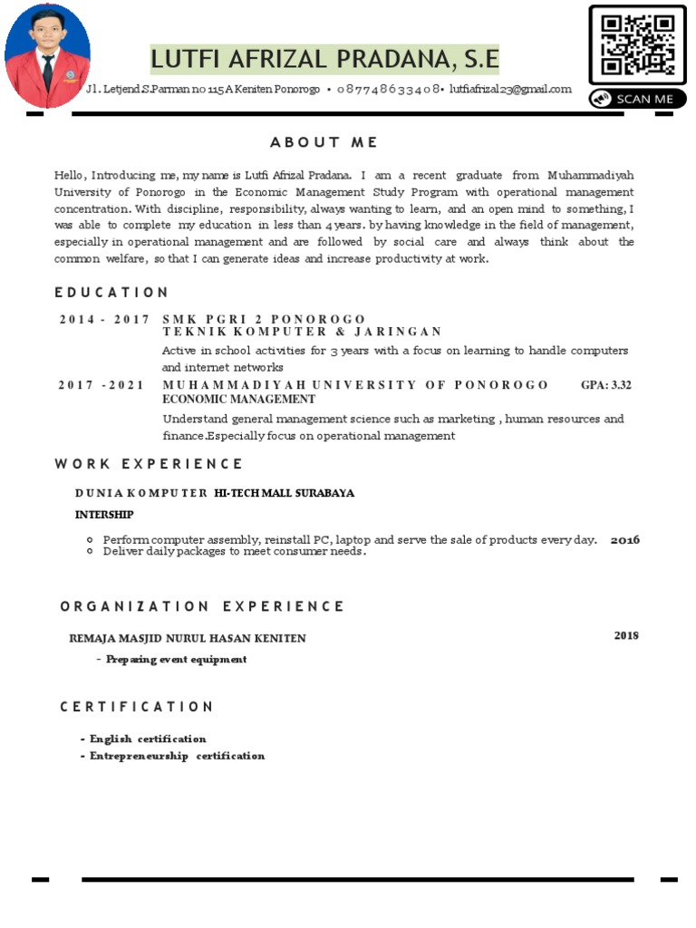 CV - Lutfi Terbaru | PDF | Cognition