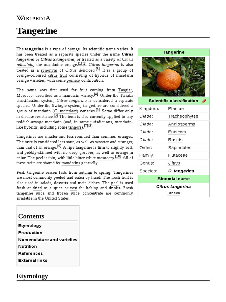 Tangerine | PDF | Citrus | Edible Fruits