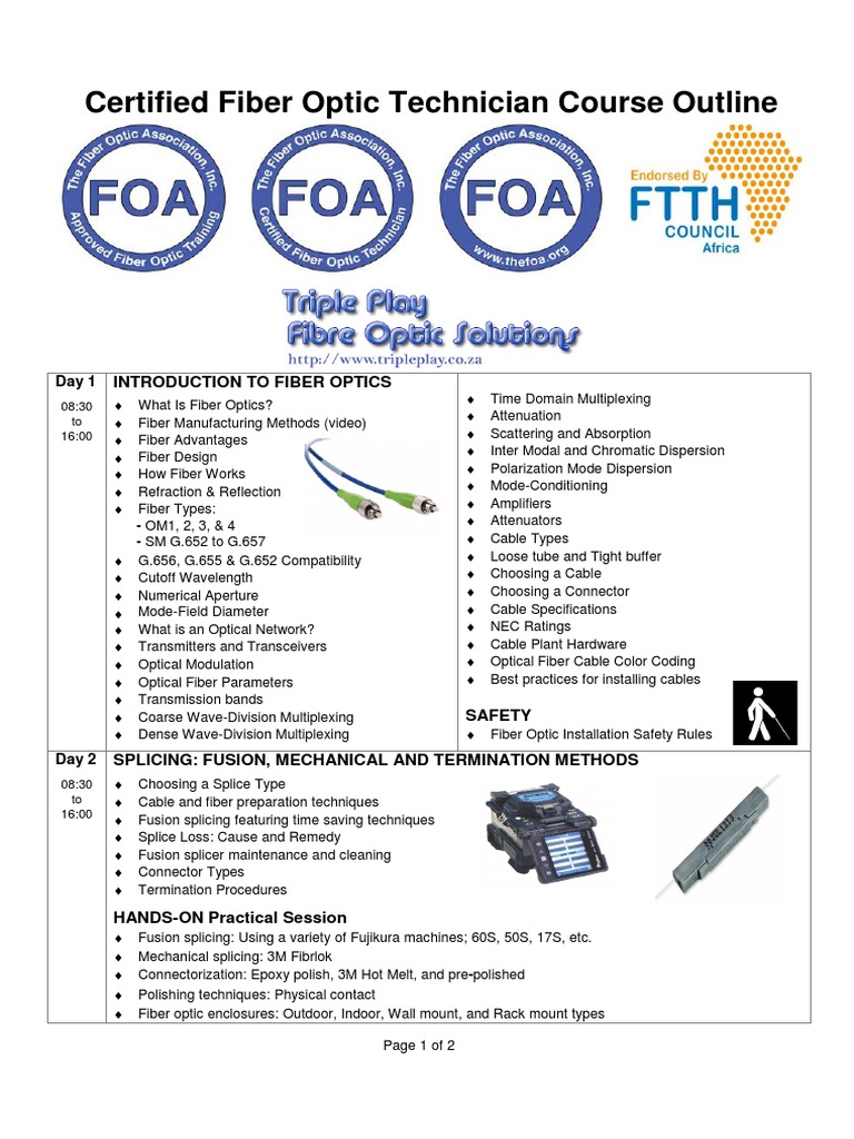 FOA Course Outline 2012 | PDF | Optical Fiber | Optics