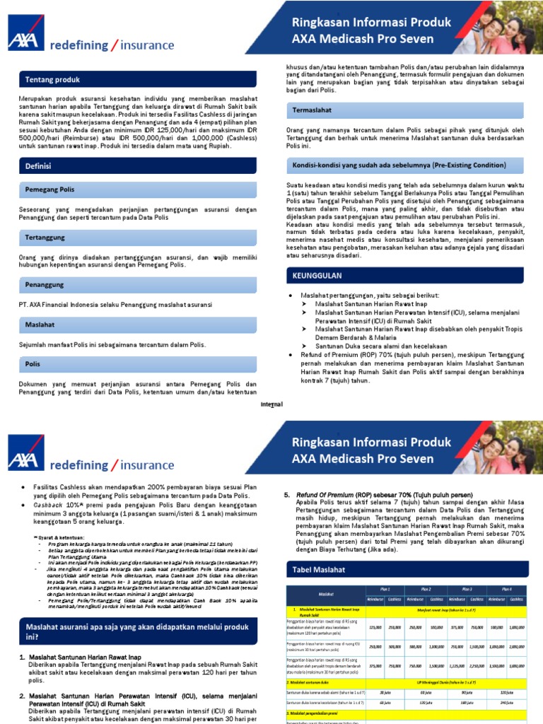 AXA Medicash Pro Seven: Asuransi Kesehatan | PDF | Pengelolaan Keuangan ...