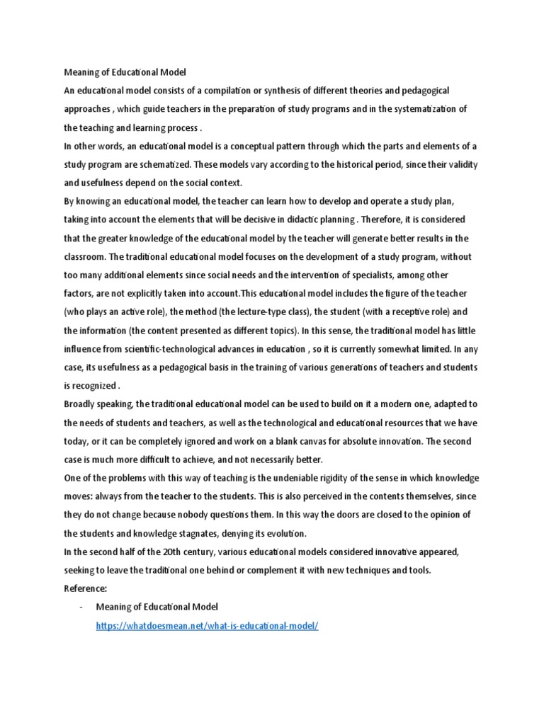 Educational Model | PDF | Teachers | Pedagogy