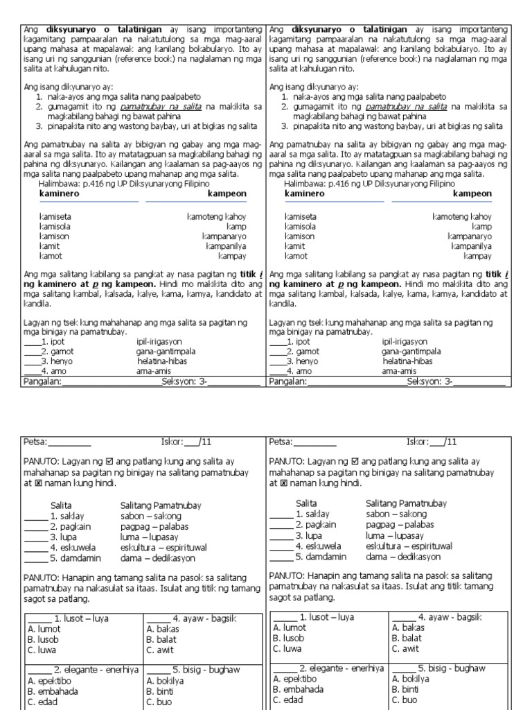 Diksyunaryo o Talatinigan | PDF