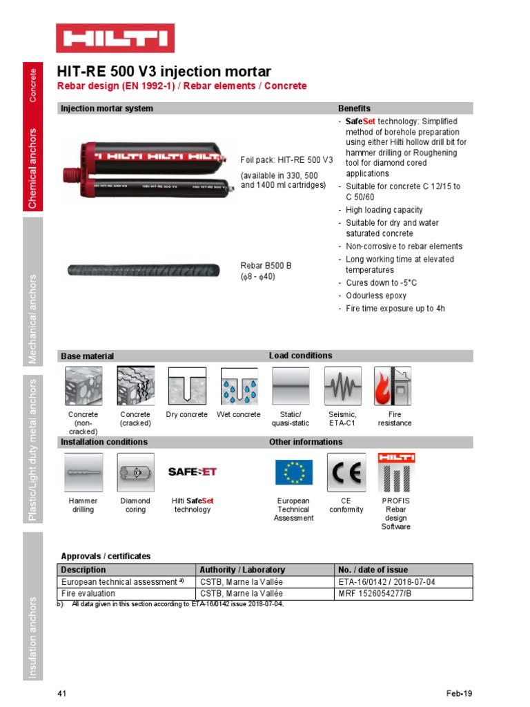 FTM - RE 500 V3 With Rebar | PDF | Concrete | Drill