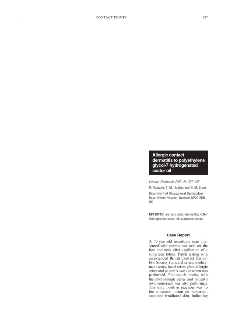 Allergic Contact by Polyethylene | PDF | Polyethylene Glycol | Allergy
