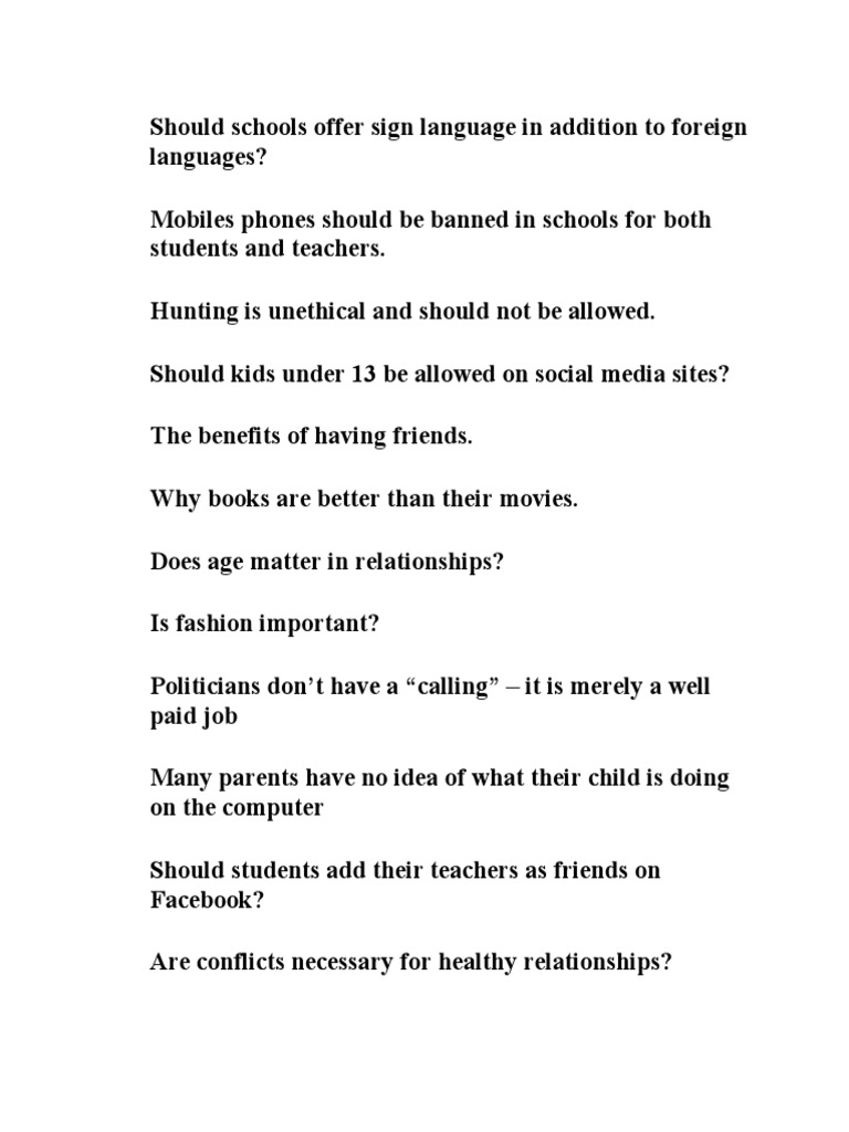 1 Minute Speech Topics | PDF