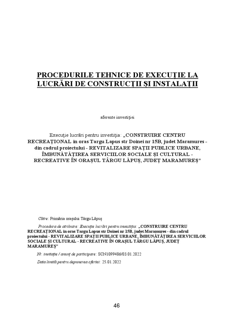 Proceduri Tehnice de Executie | PDF