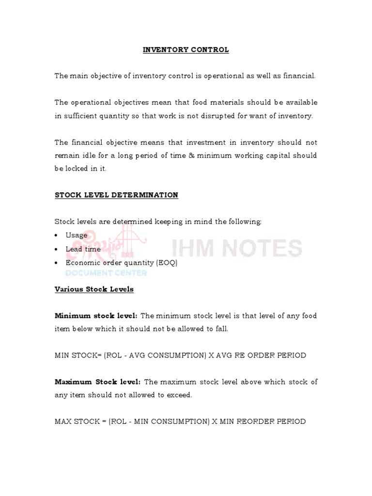 Inventory Control Pdf Inventory Business Process