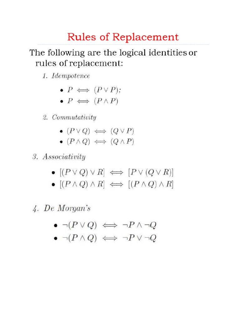 Rules of Replacement 1 | PDF