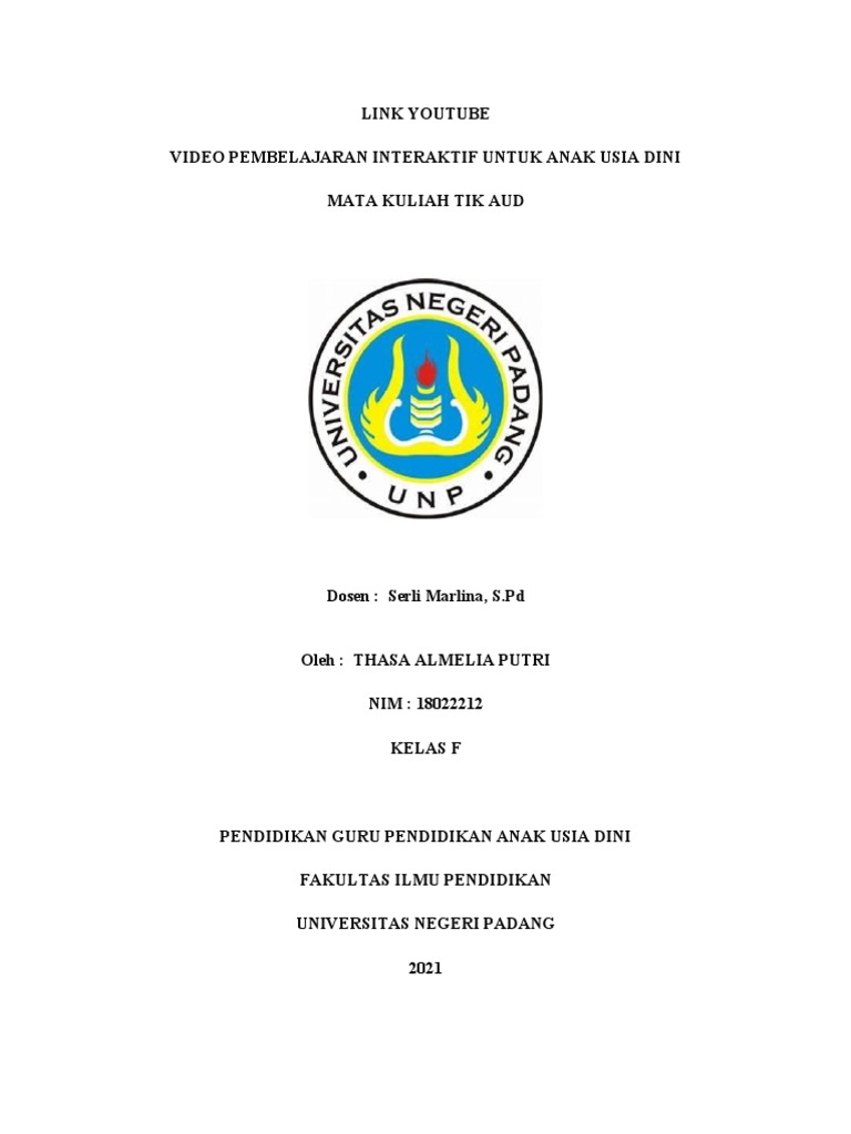 Link Youtube - Thasa Almelia Putri 18022212 | PDF