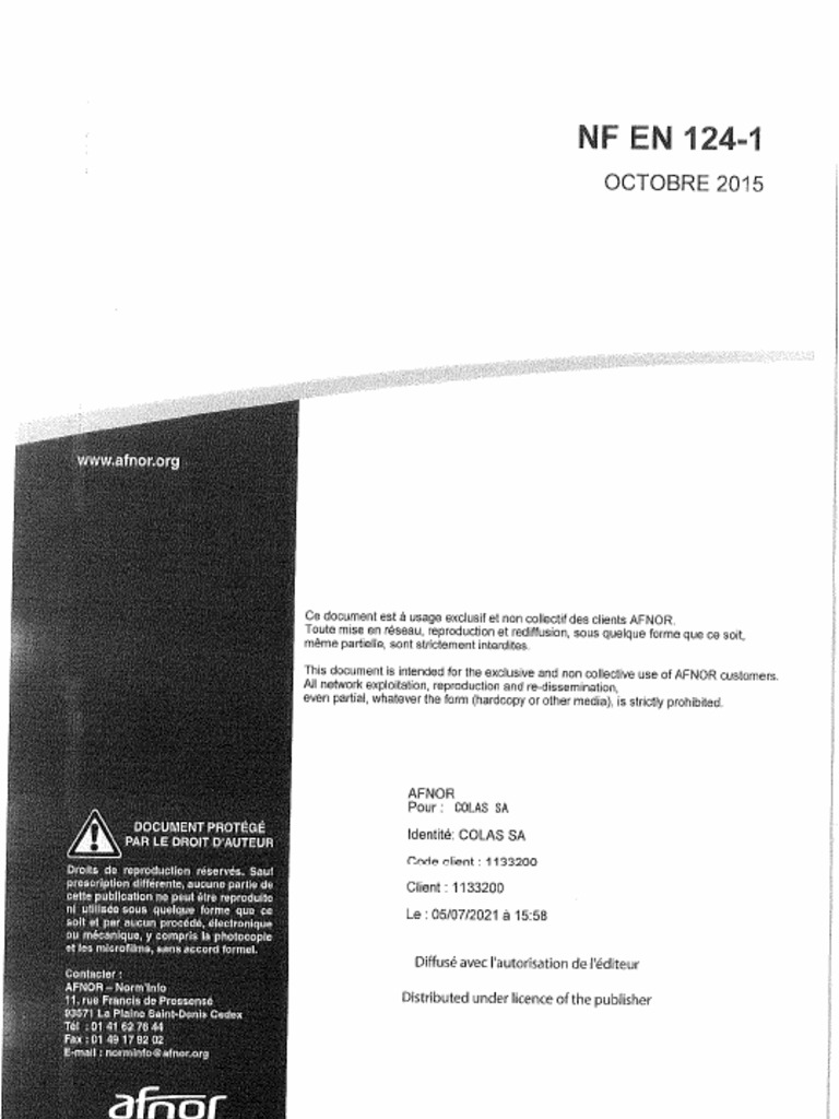 NF EN 124 - 1 Octobre 2015 Scanné | PDF