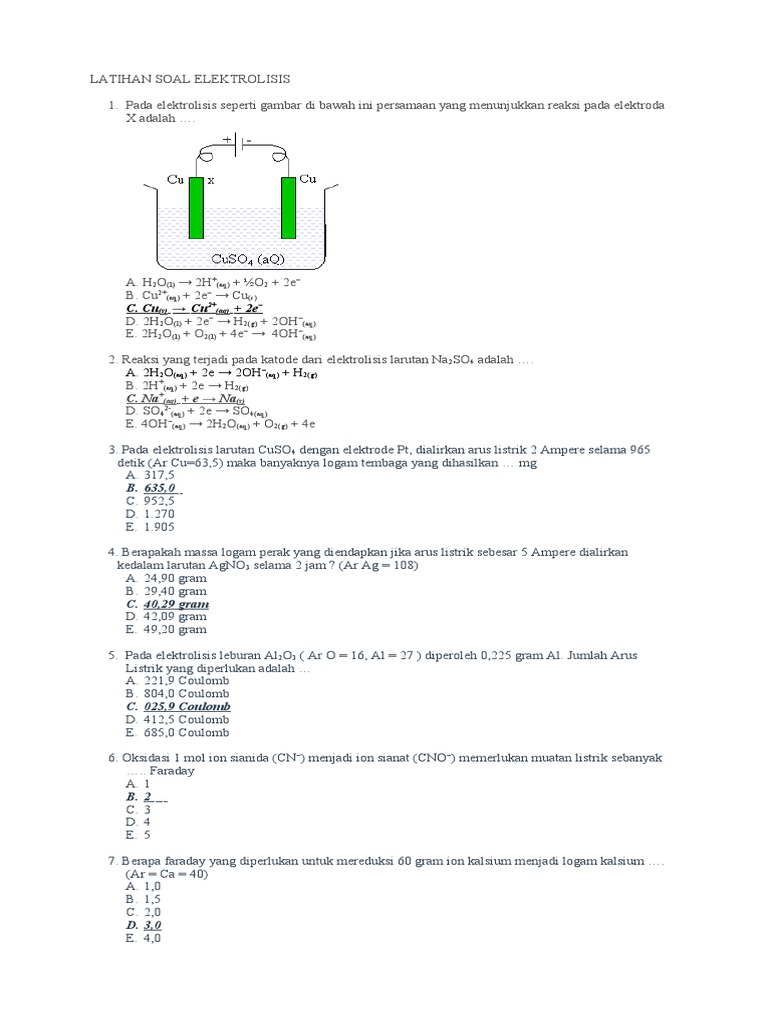 Latihan Soal Elektrolisis | PDF