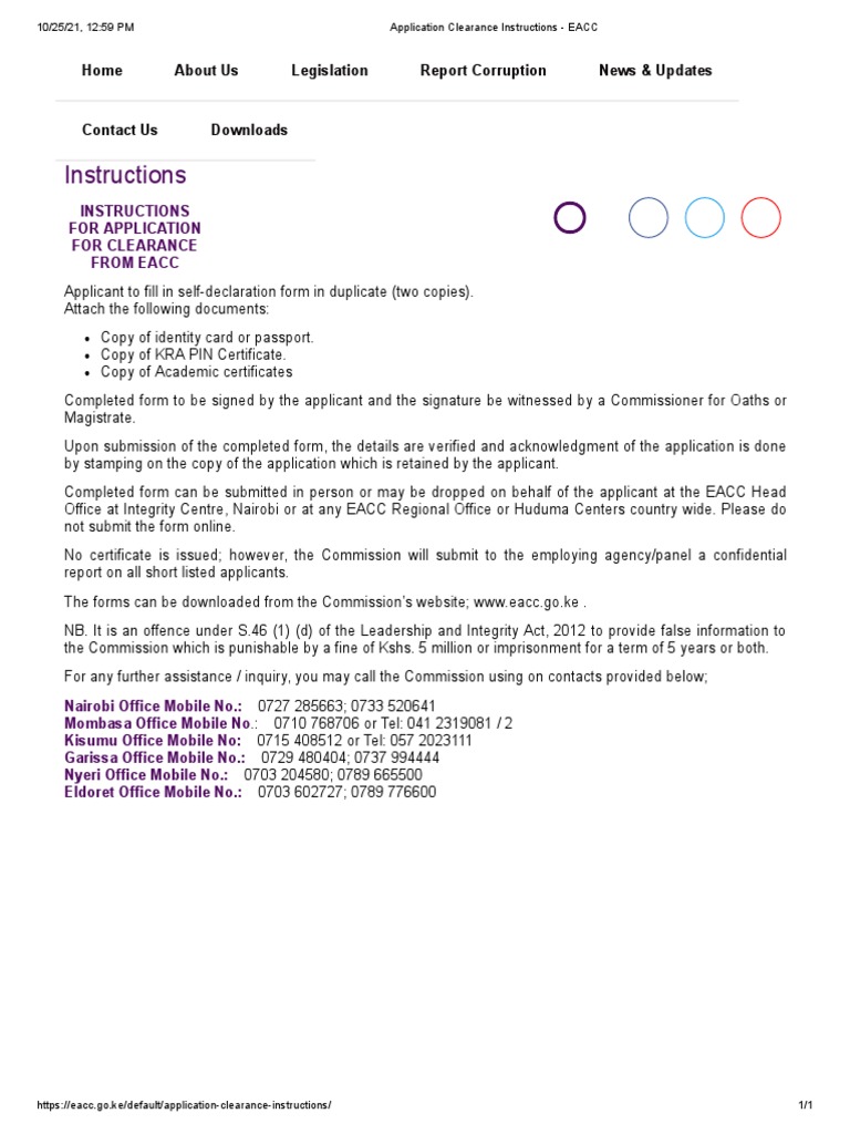 EACC Clearance Application Guide | PDF | Government And Personhood ...